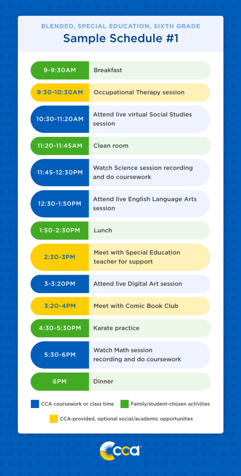Online Middle School Sample Schedule | CCA